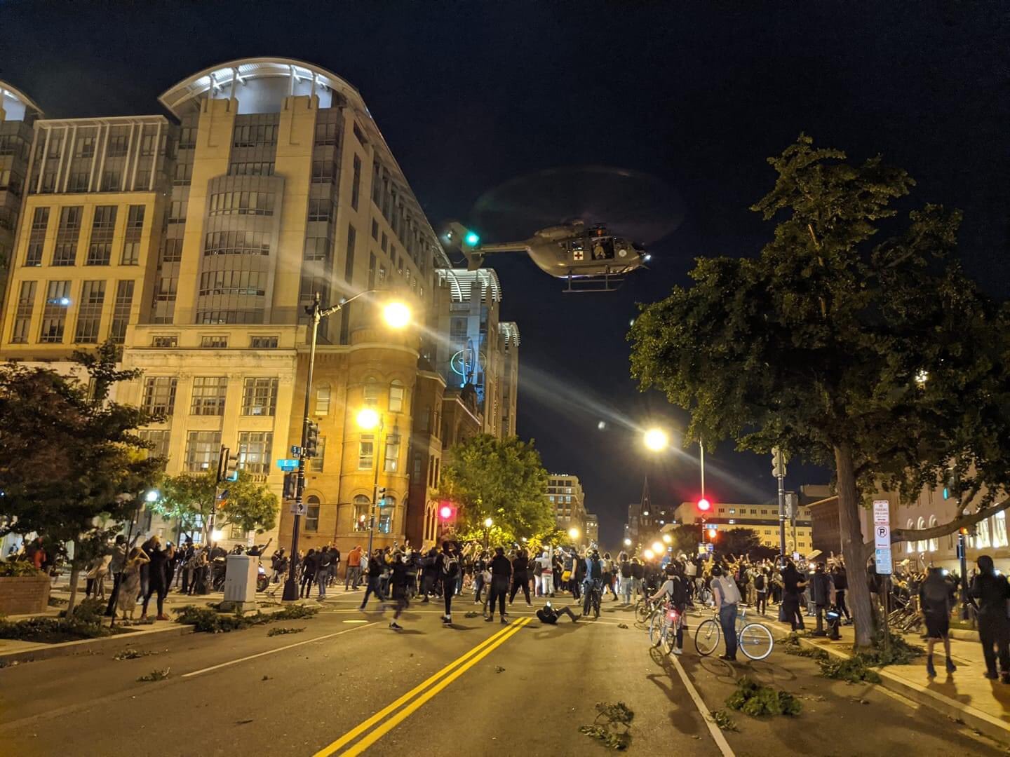 D.C. Protests, Night 4: Trump, Blackhawk helicopter, Dupont Circle.